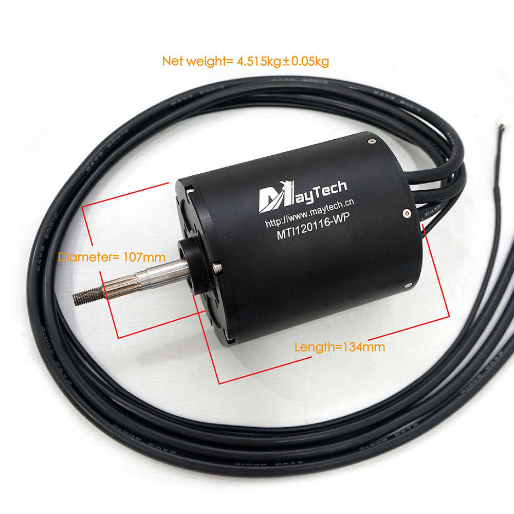 Maytech Waterproof 18KW Brushless DC Motor 120116 100KV Splined Shaft ...
